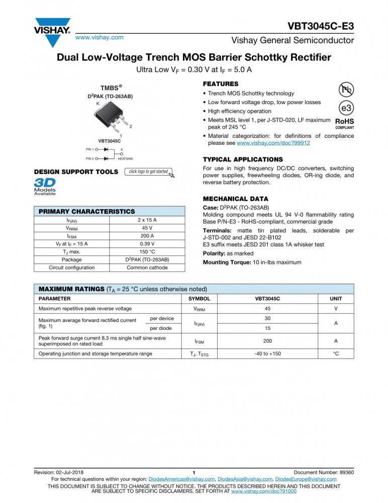 VBT3045C datasheet page 1