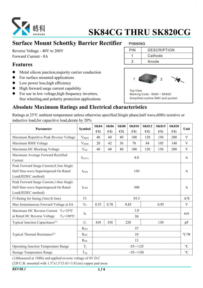 SK88CG datasheet page 1