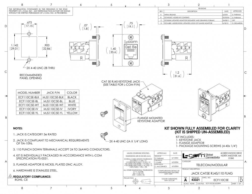 L-com ECF110C5E-BL technical drawing