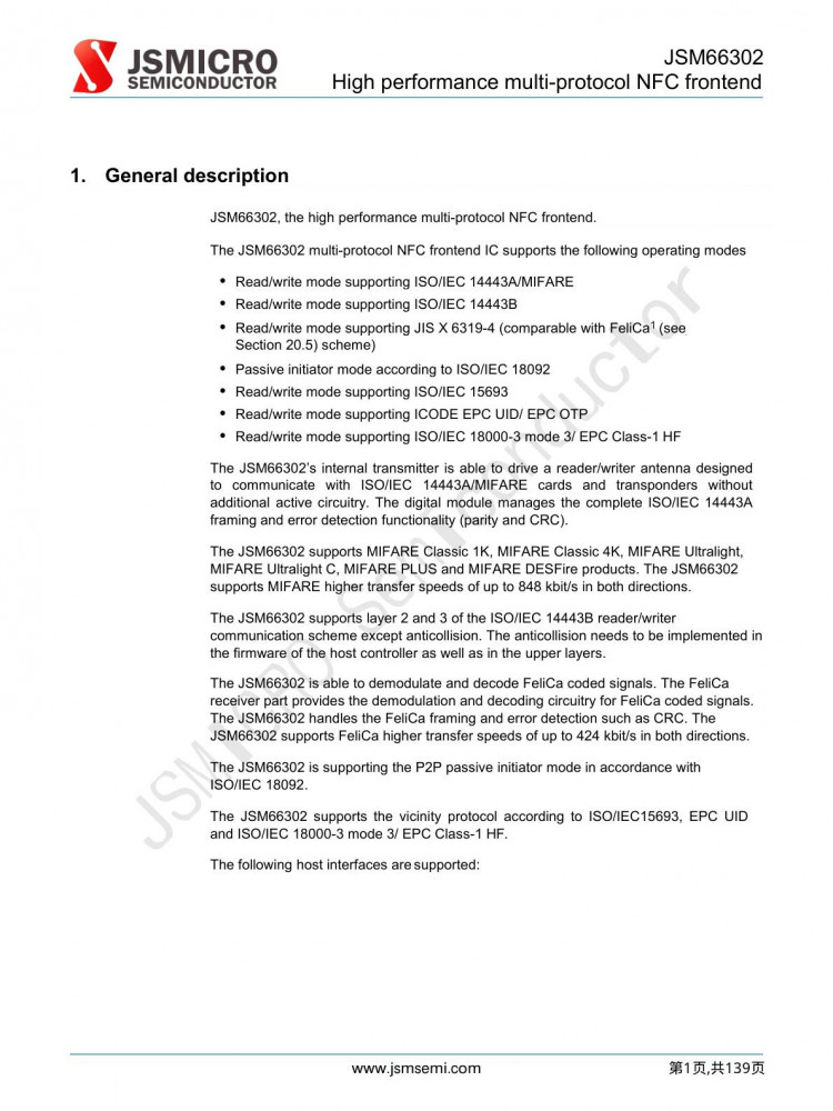 JSM66302 datasheet page 1