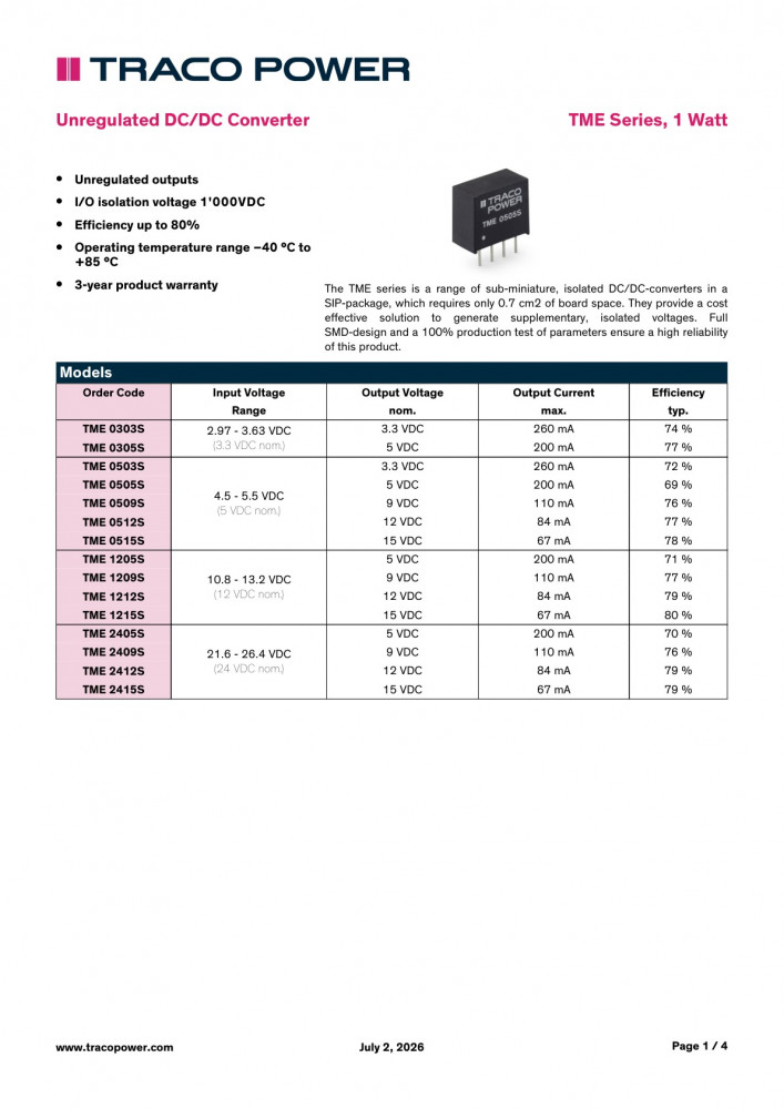 TME series technical document page 1