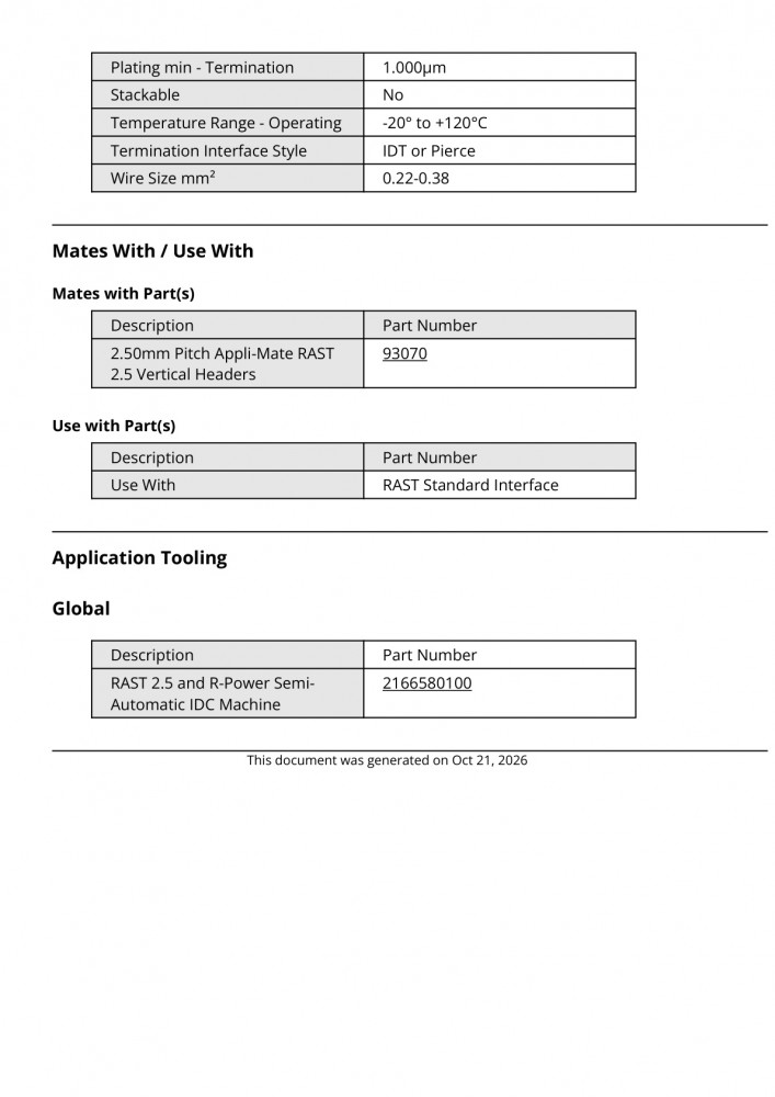 Technical document page 3 for MOLEX 934664001