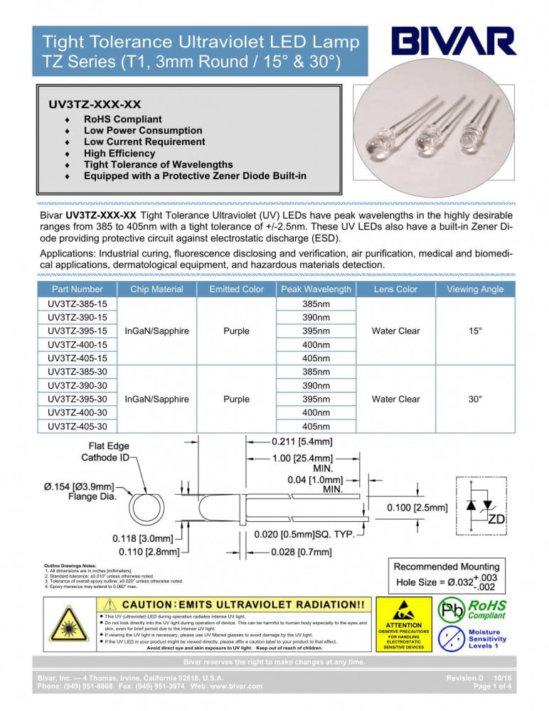 BIVAR UV3TZ-395-15 datasheet page 1