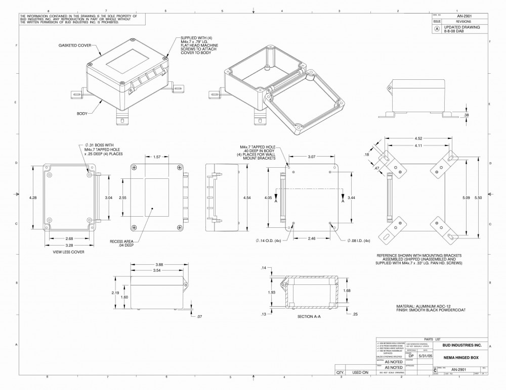 Bud Industries AN-2901 mechanical drawing preview