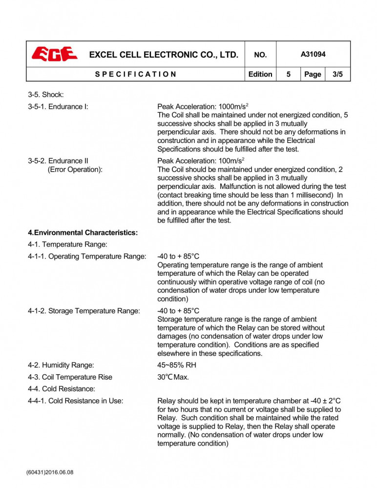 ECE ETR EMI relay specification page 3