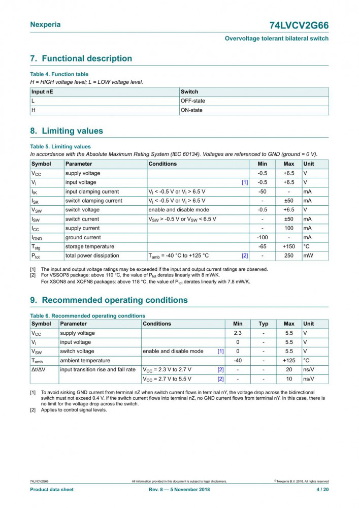 74LVCV2G66GM,125 technical document page 4