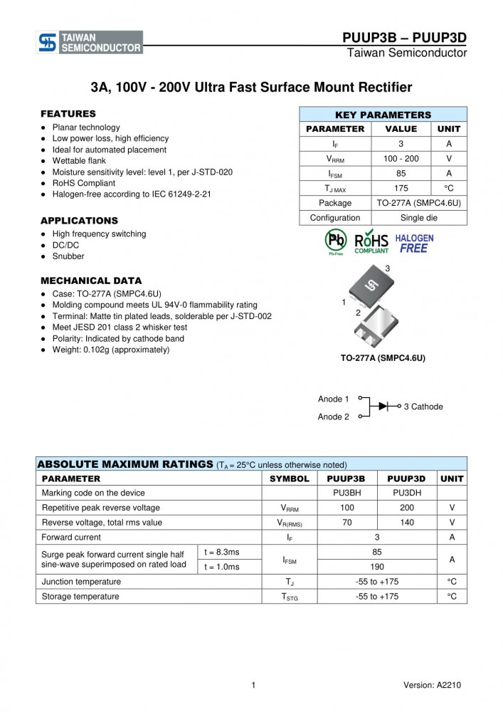 PUUP3B datasheet page 1