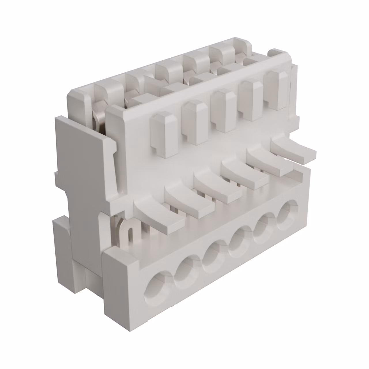 Appli-Mate RAST 2.5 IDT Housing, 2.50mm Pitch, with Side Latches, Female, 6 Circuits, Position Keys A & G Removed, Polarizing Rib Between 2/3, Black Color Stripe for sale