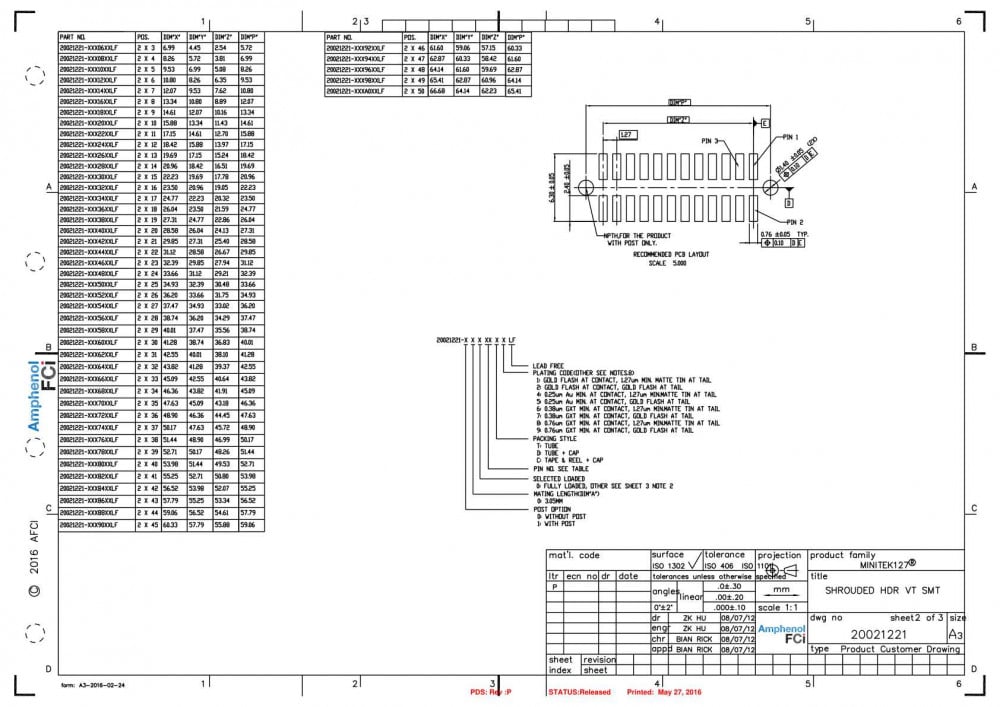 Amphenol 20021221-00010C4LF technical drawing page 2