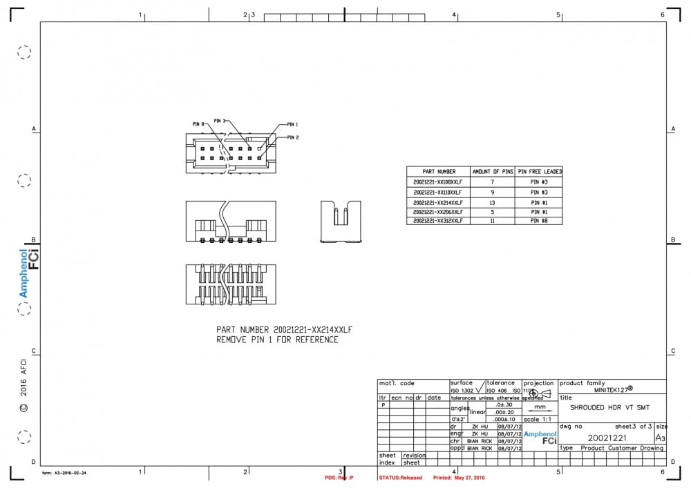 Amphenol 20021221-00010C4LF technical drawing page 3
