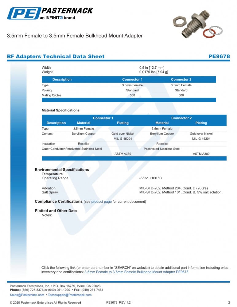 PE9678 technical datasheet page 2