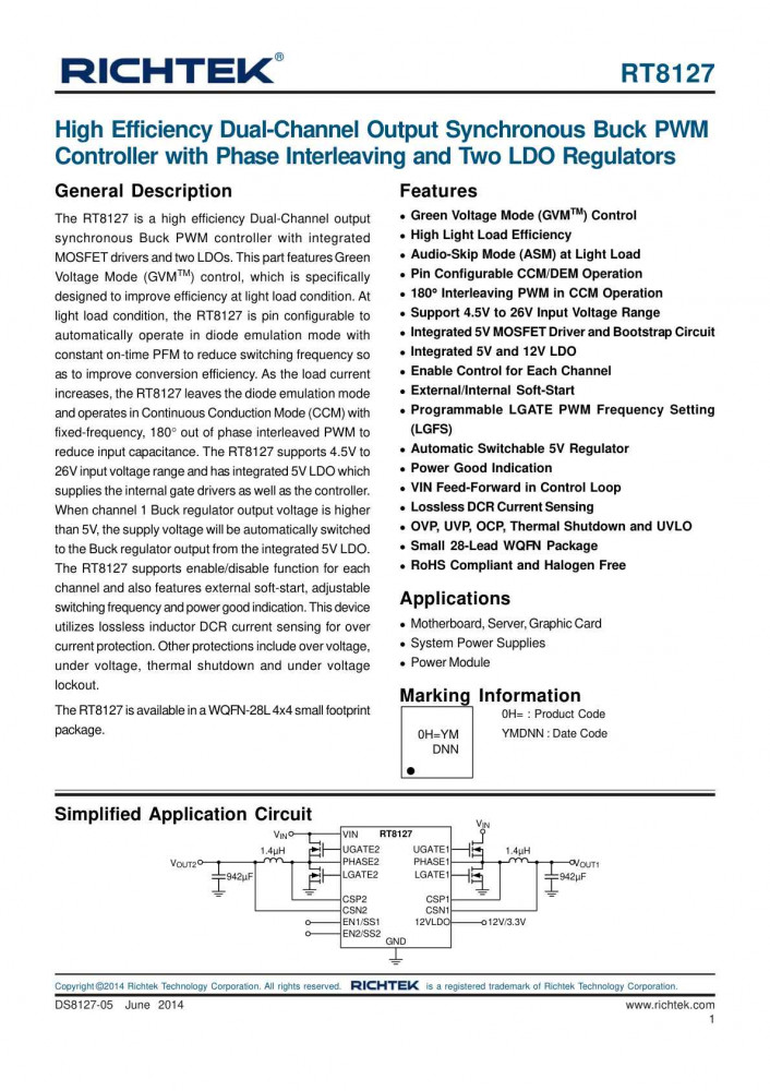 RT8127 datasheet page 1