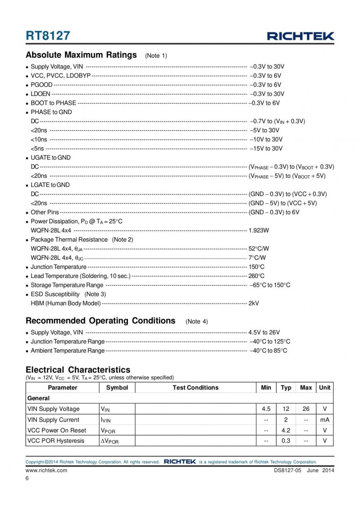 RT8127 datasheet page 6