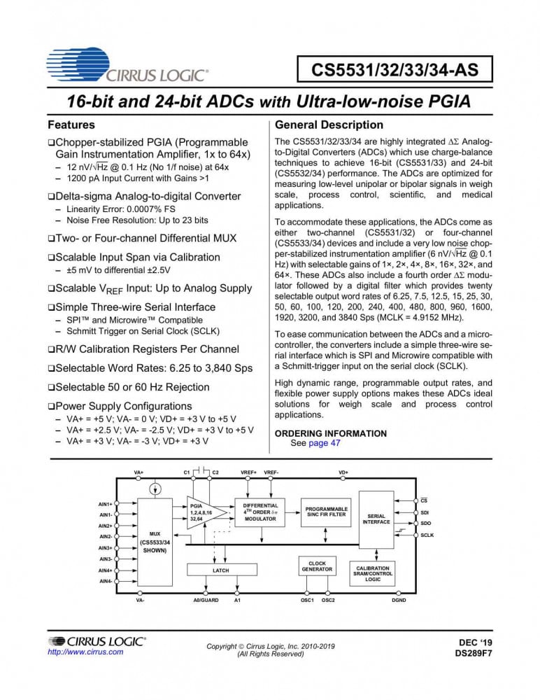 CS5534-ASZ datasheet page 1