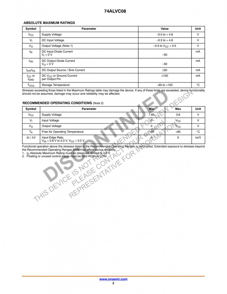 74ALVC08 datasheet page 2
