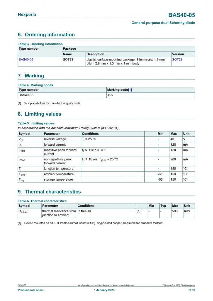 BAS40-05 datasheet page 2