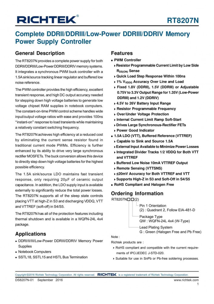 RT8207N datasheet page 1