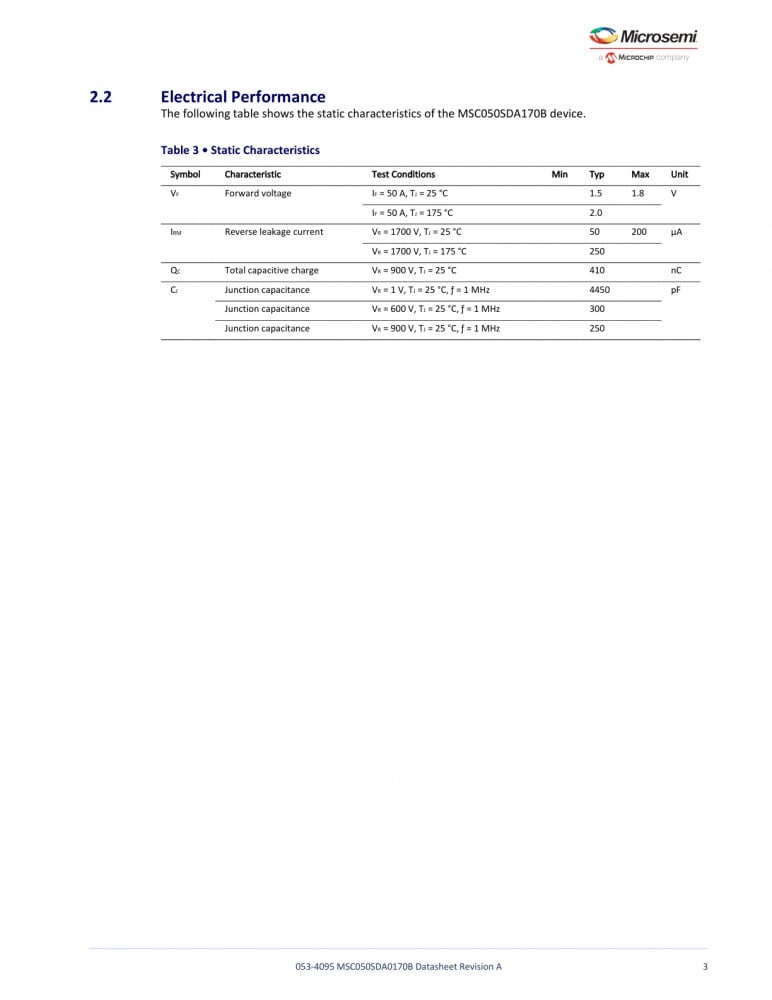 MSC050SDA170B datasheet page 3