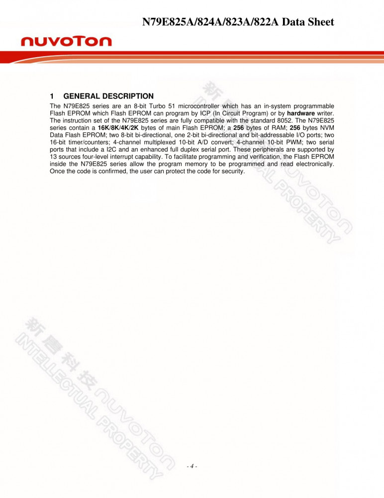 N79E822ADG datasheet page 4