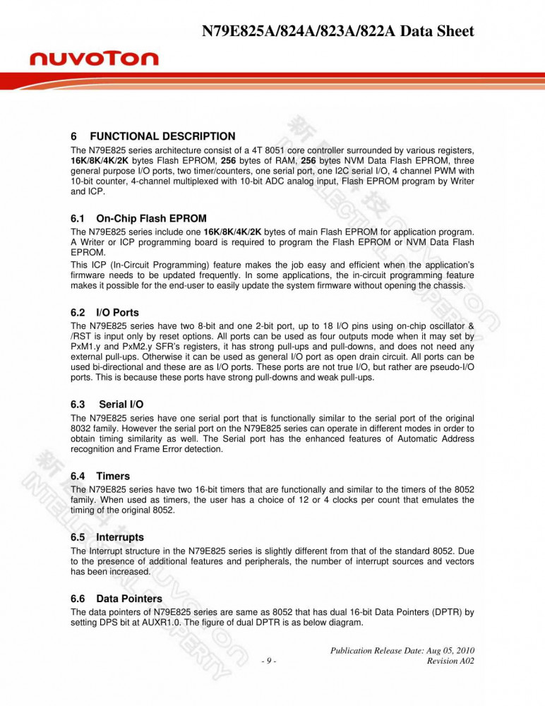 N79E822ADG datasheet page 9