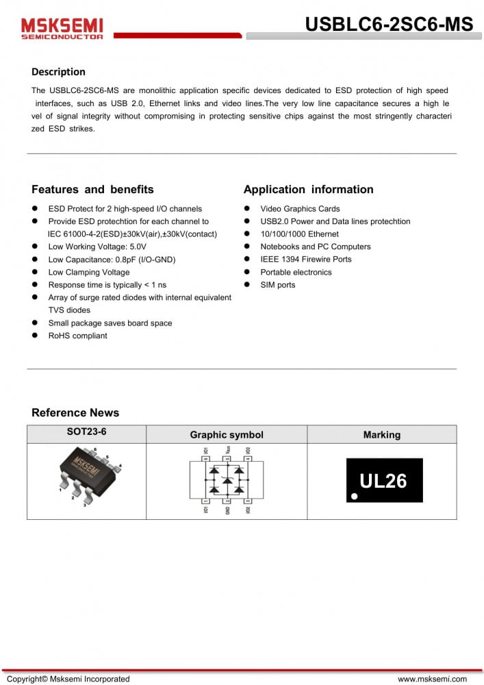 USBLC6-2SC6-MS datasheet page 2