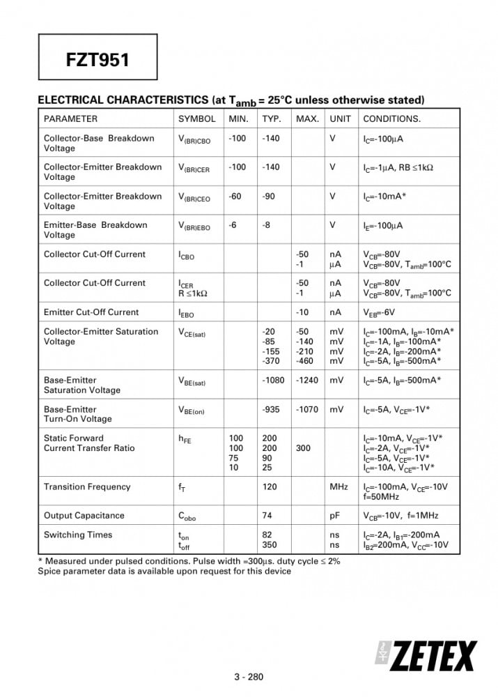 FZT951TA datasheet page 2