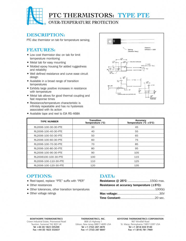 RL2006 thermistor technical document preview