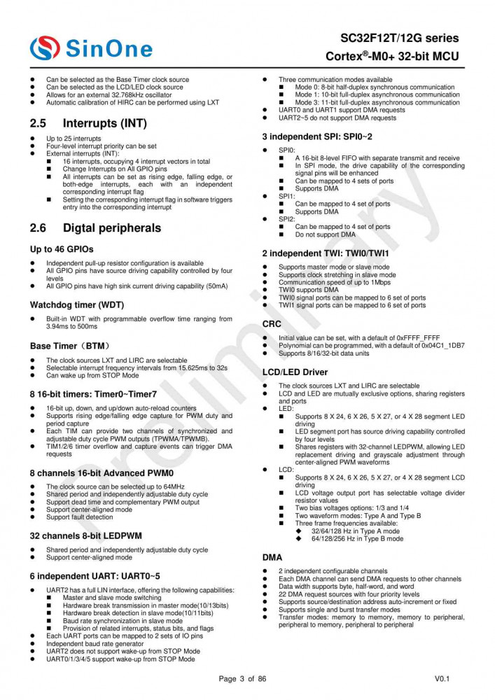 SC32F12 series document page 3