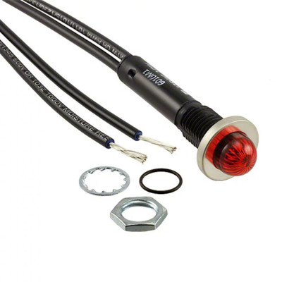 Neon Panel Mount Indicator Amber .380″ Hi-Dome 125V Wire Leads