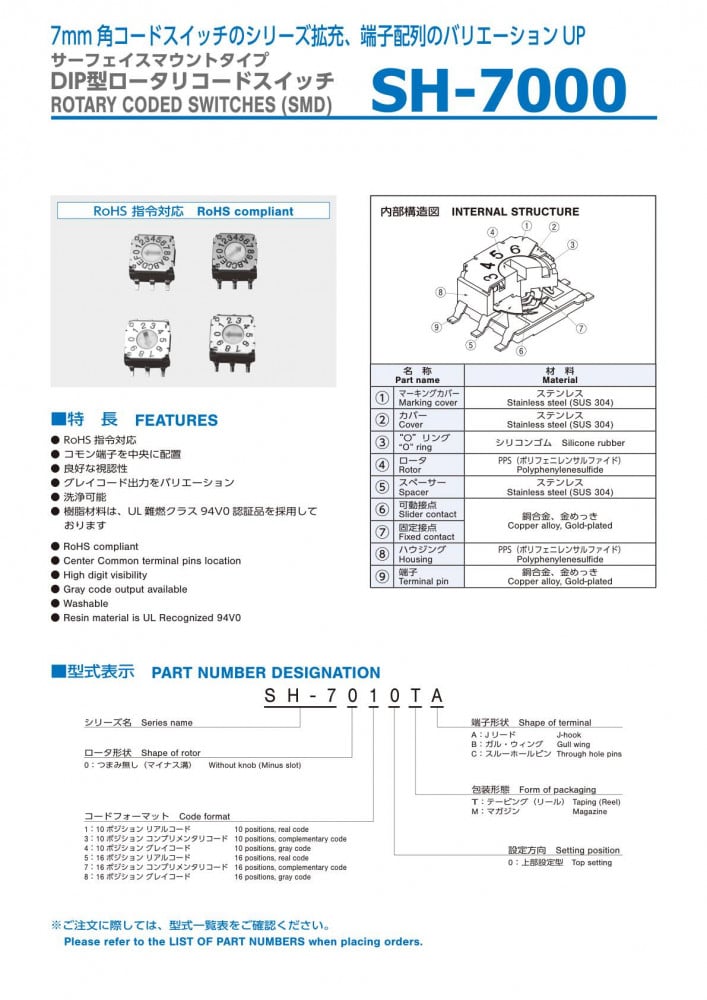 Nidec SH-7070MC datasheet page 1