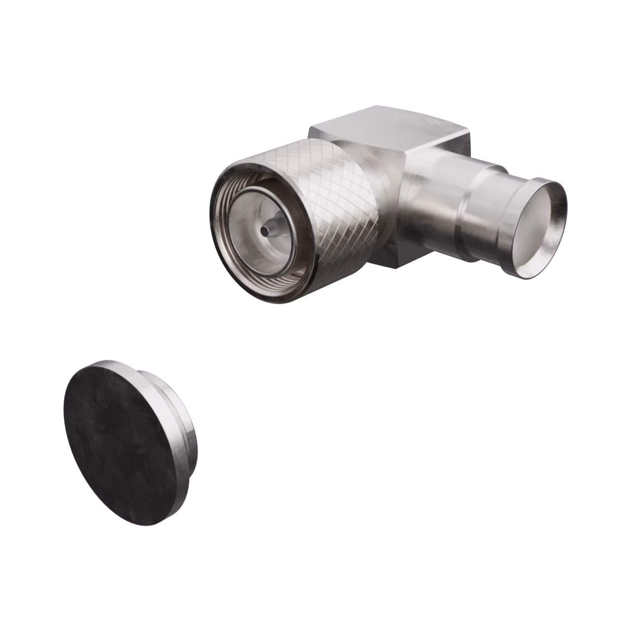 4.3-10 Plug, Right-Angle, Hand Tight, Solder, for 1/2