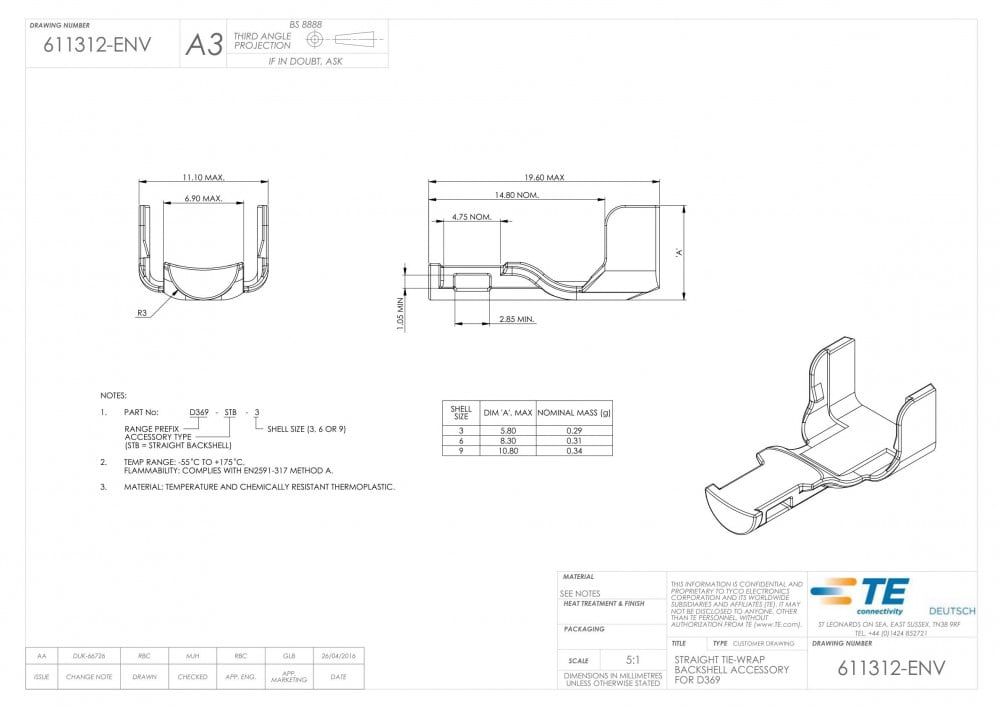 DEUTSCH D369-STB-3 technical drawing preview