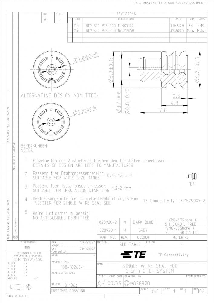 TE Connectivity 828920-1 technical drawing