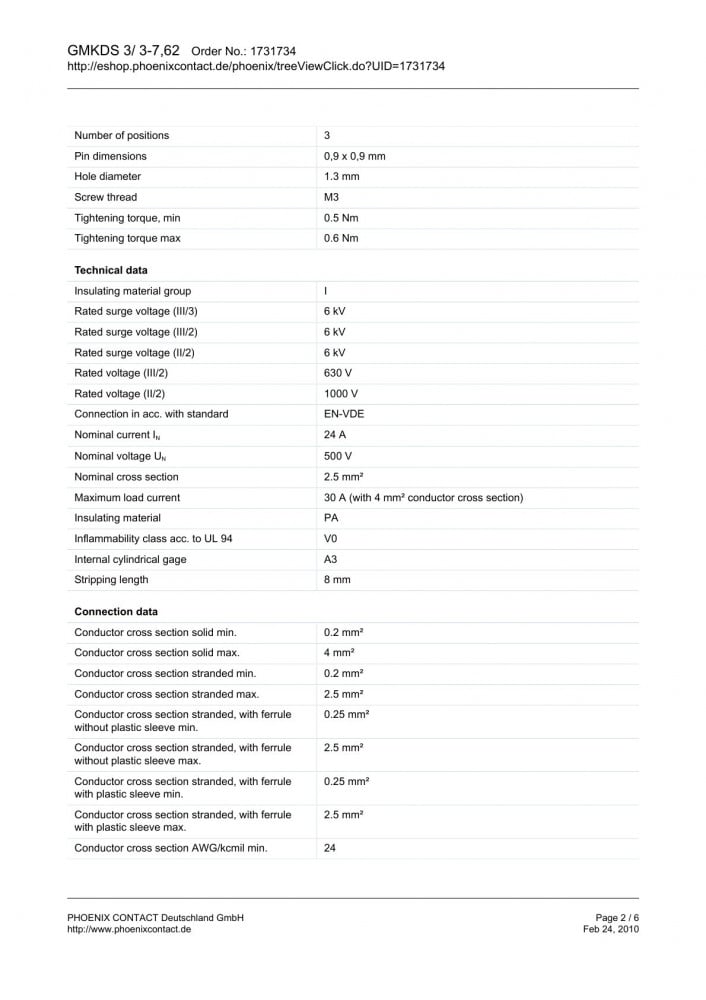 Phoenix Contact 1731734 technical document page 2