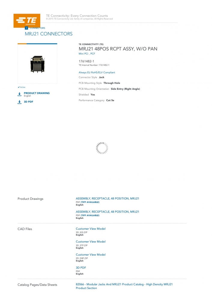 TE Connectivity 1761482-1 technical document page 1