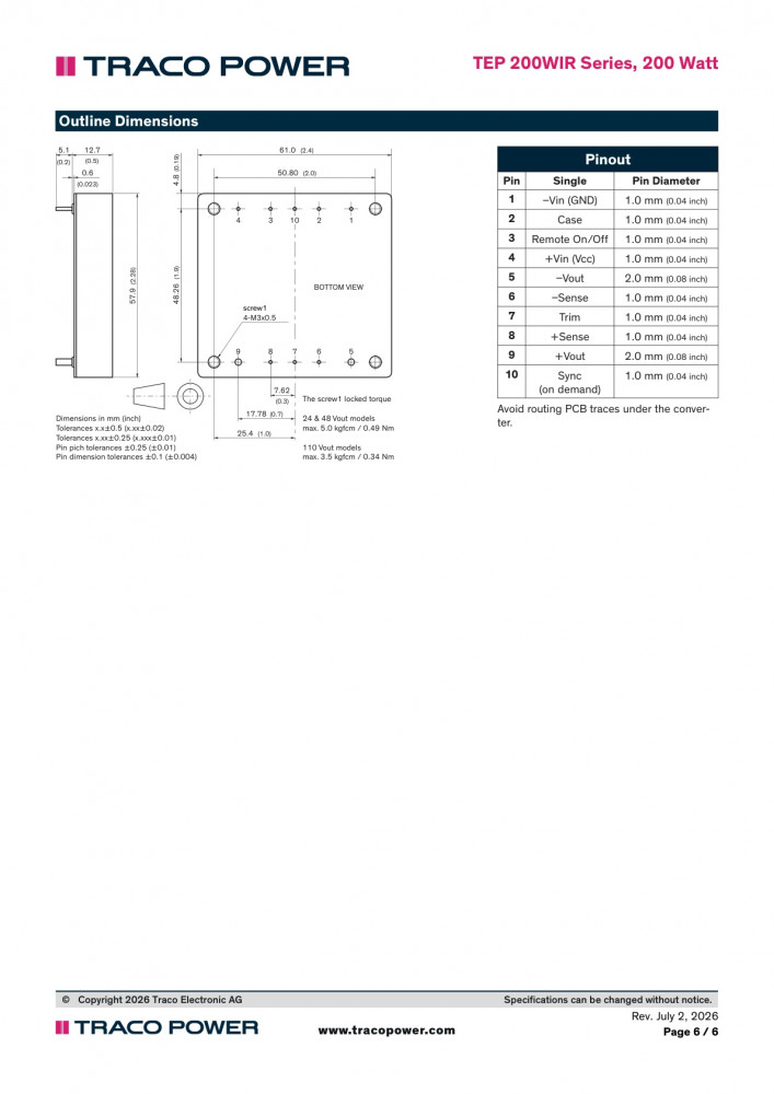 TEP 200WIR series document page 6