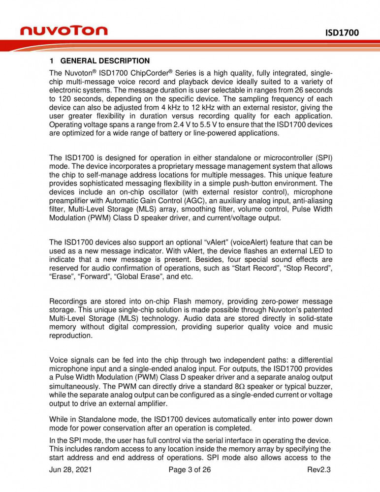 ISD17120SYI datasheet page 3