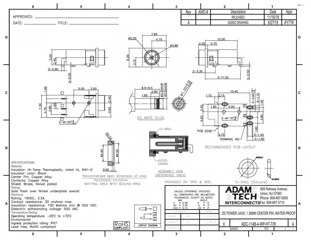 ADAM TECH ADC-114B-4-WP-HT-T/R technical document preview