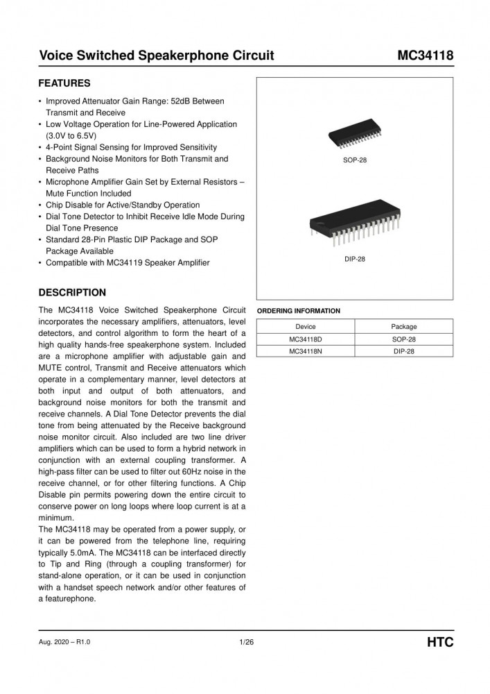 MC34118D datasheet page 1