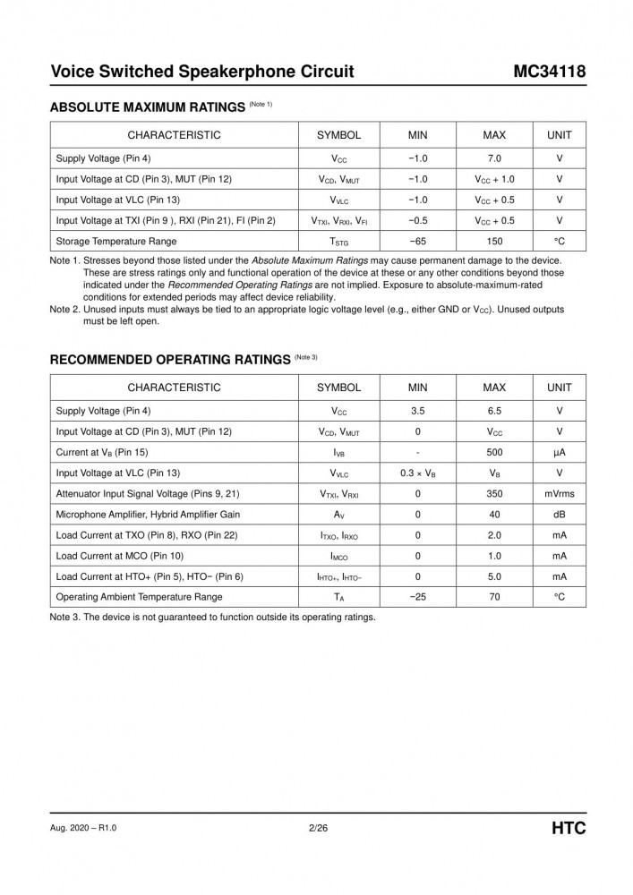 MC34118D datasheet page 2