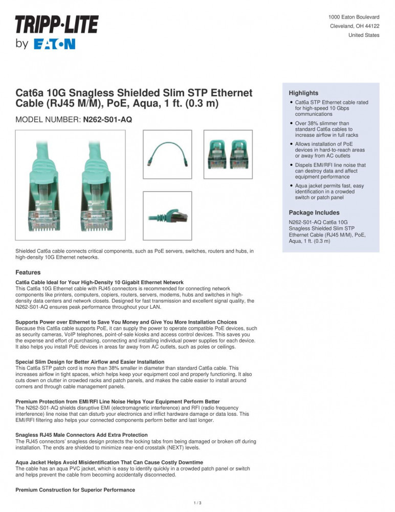 N262-S01-AQ technical document page 1