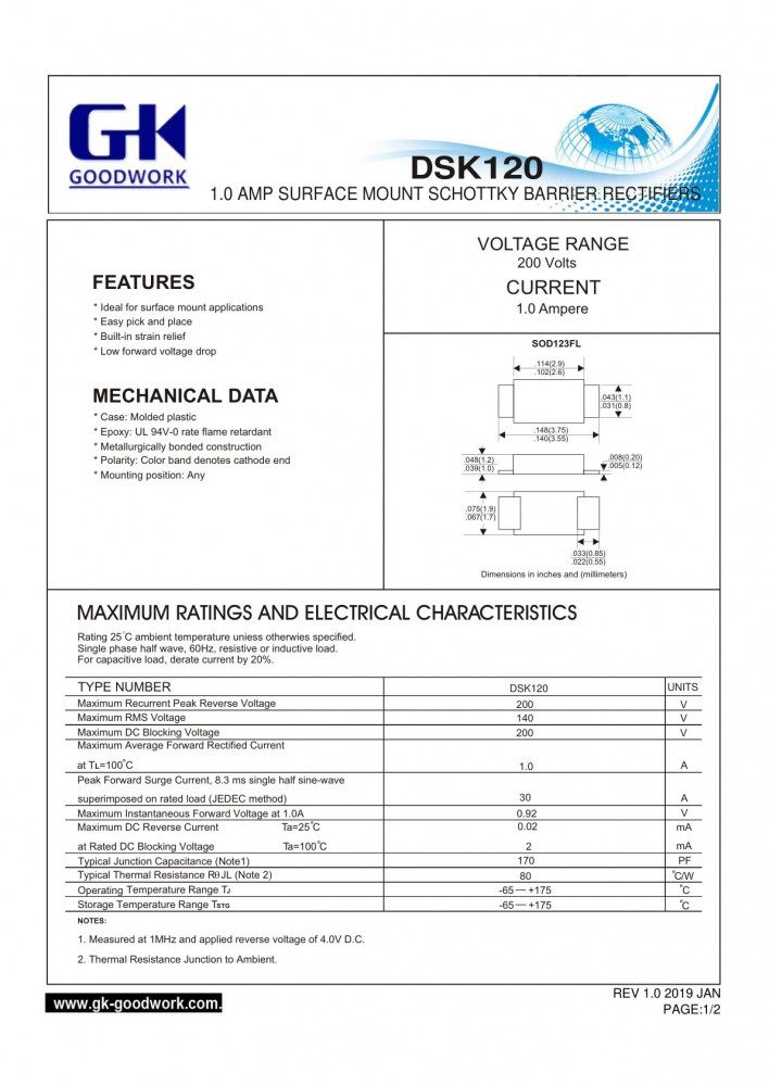 GOODWORK DSK120 datasheet page 1