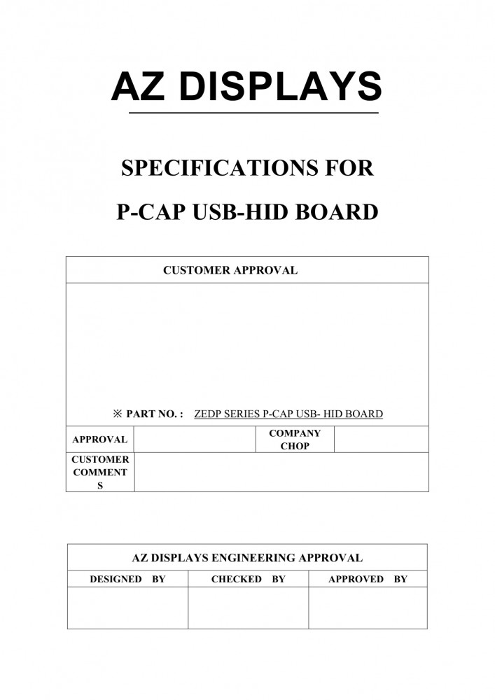 ZEDP series P-CAP USB-HID board document page 1