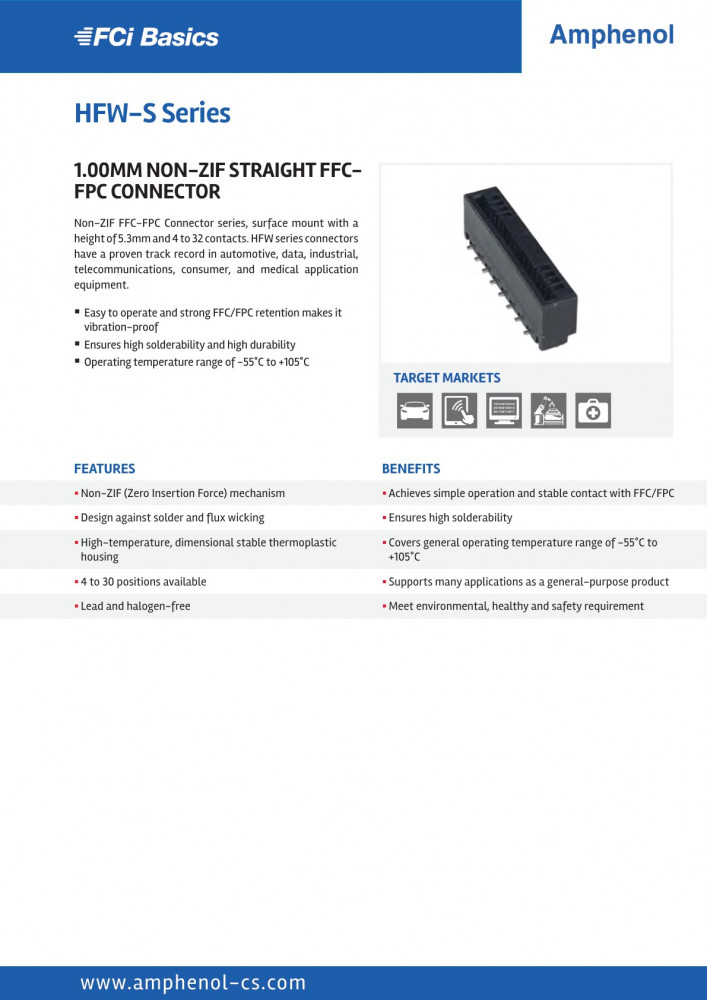 Amphenol HFW-S Series technical document page 1
