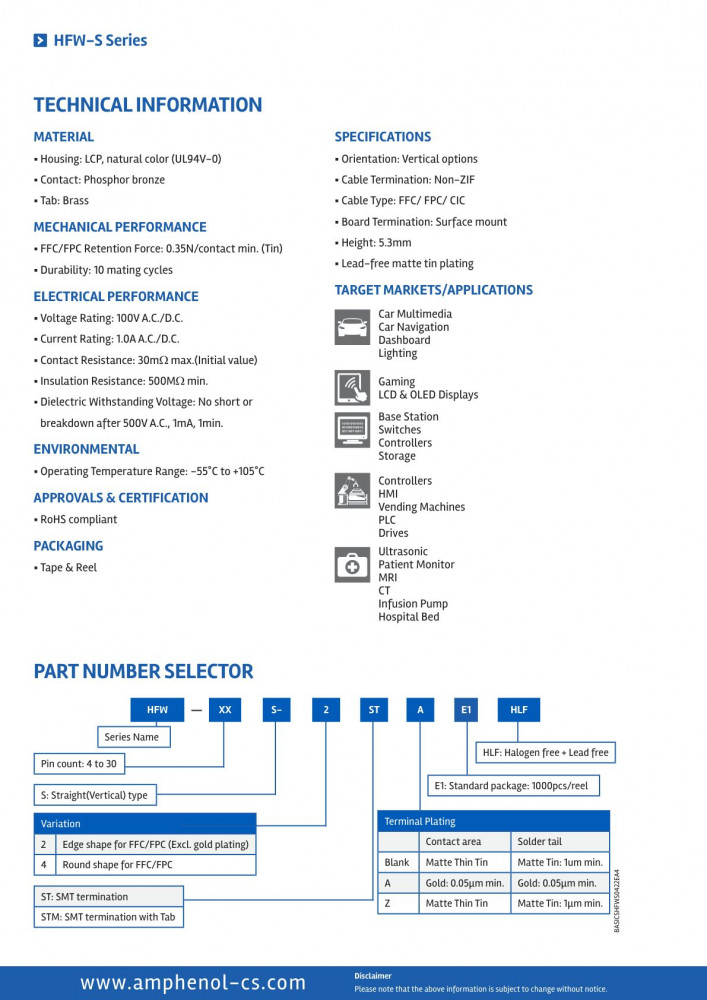 Amphenol HFW-S Series technical document page 2