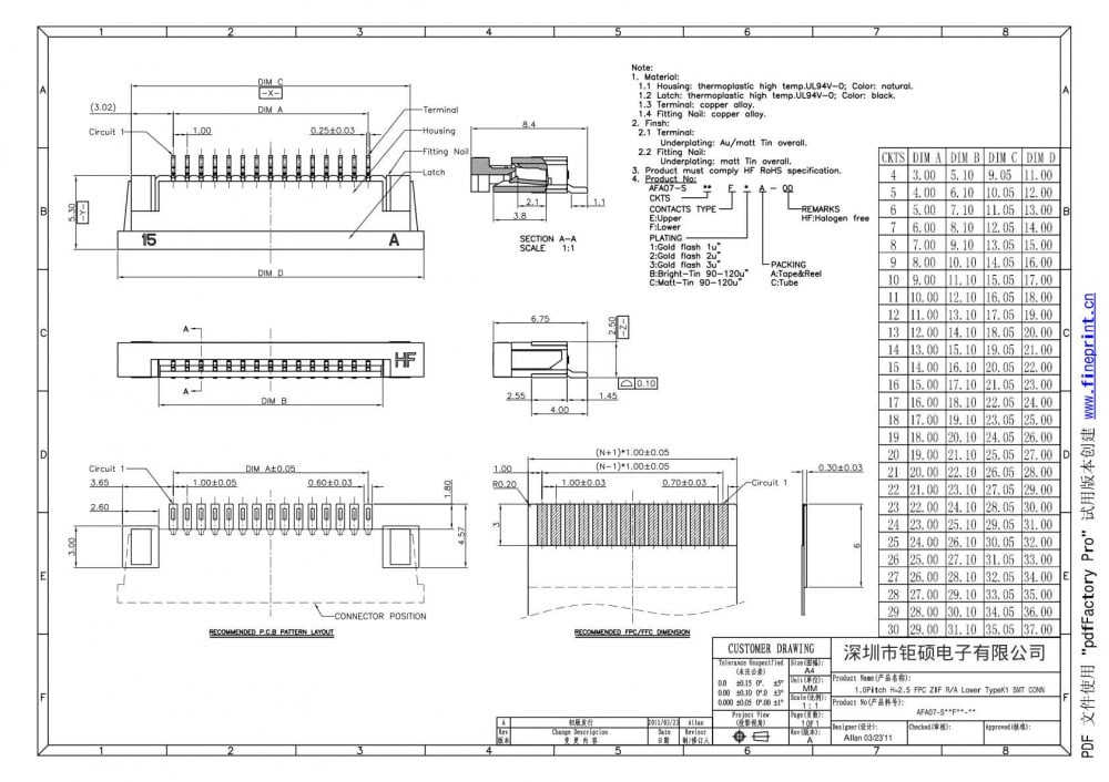 JUSHUO AFA07-S14FCA-00 customer drawing