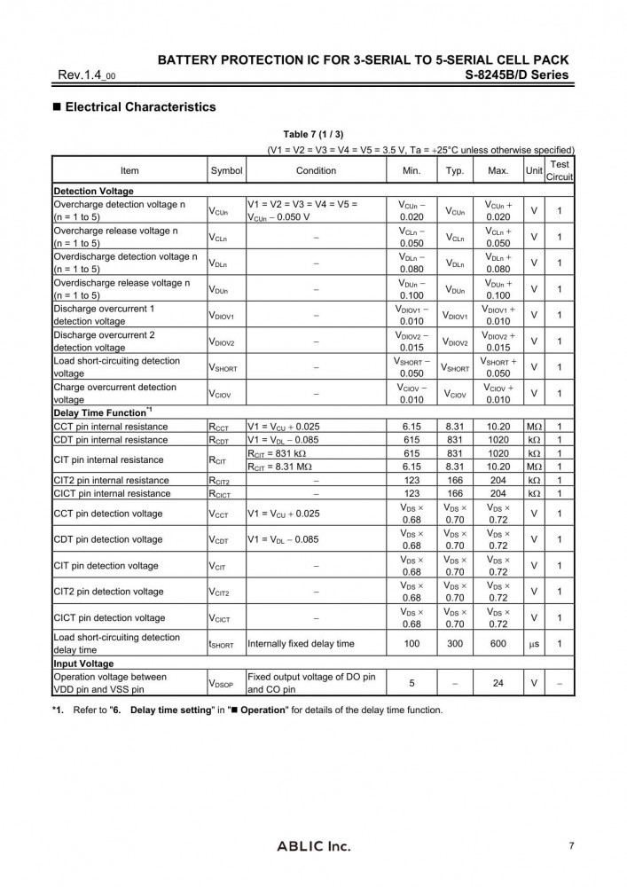 S-8245B/D Series datasheet page 7