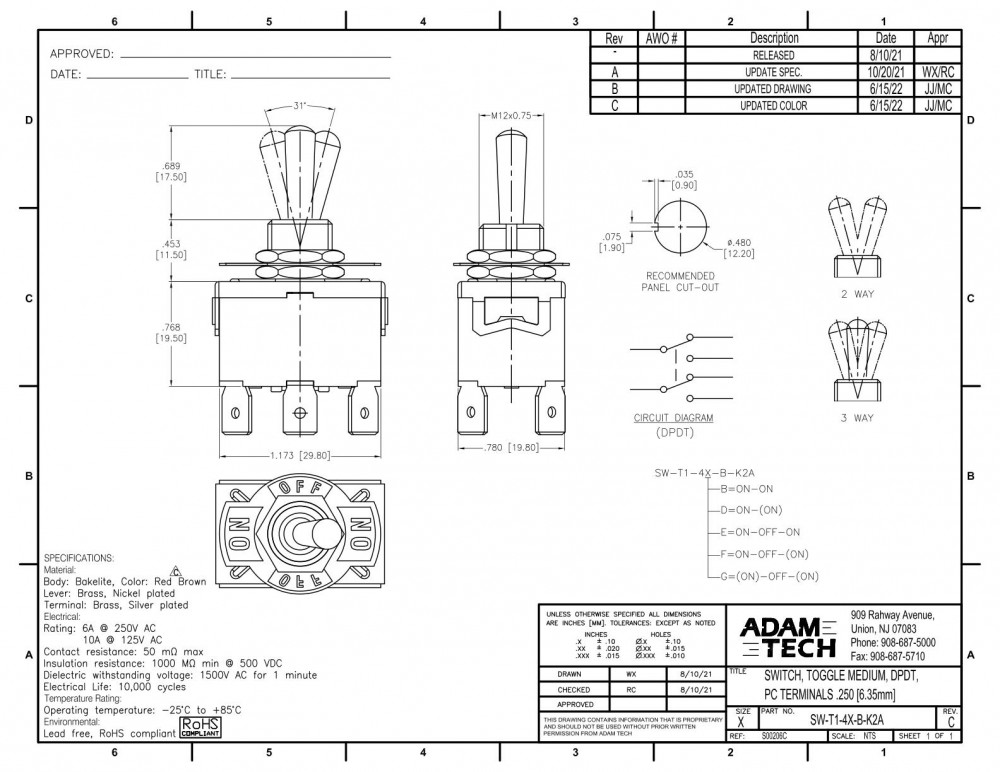 ADAM TECH product document image for SW-T1-4E-B-K2A