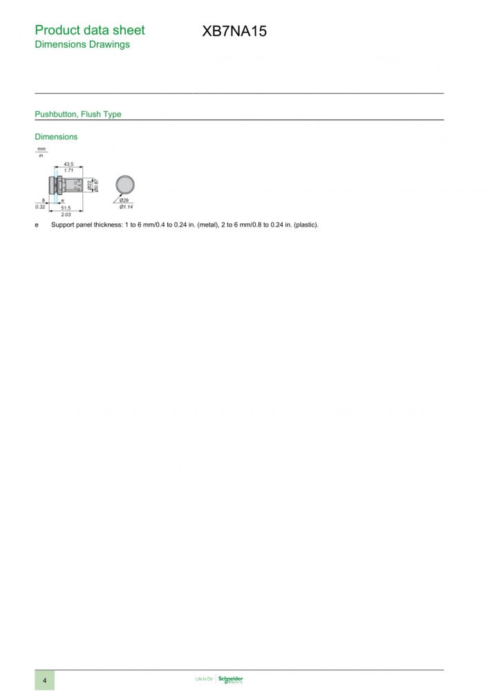 XB7NA15 technical document page 4
