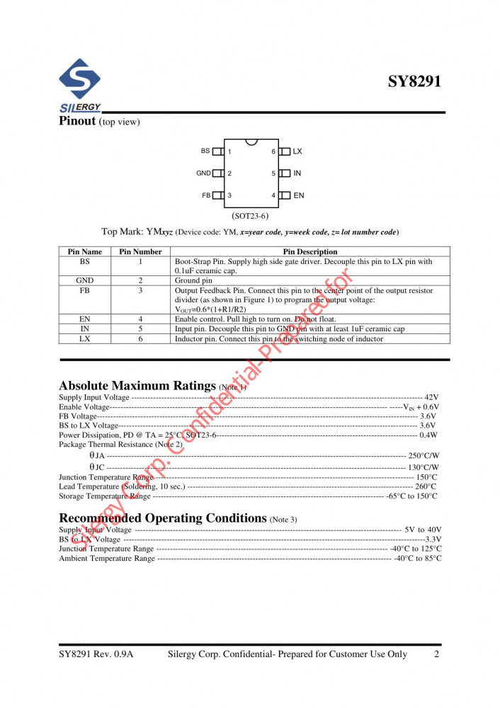 SY8291ABC datasheet page 2